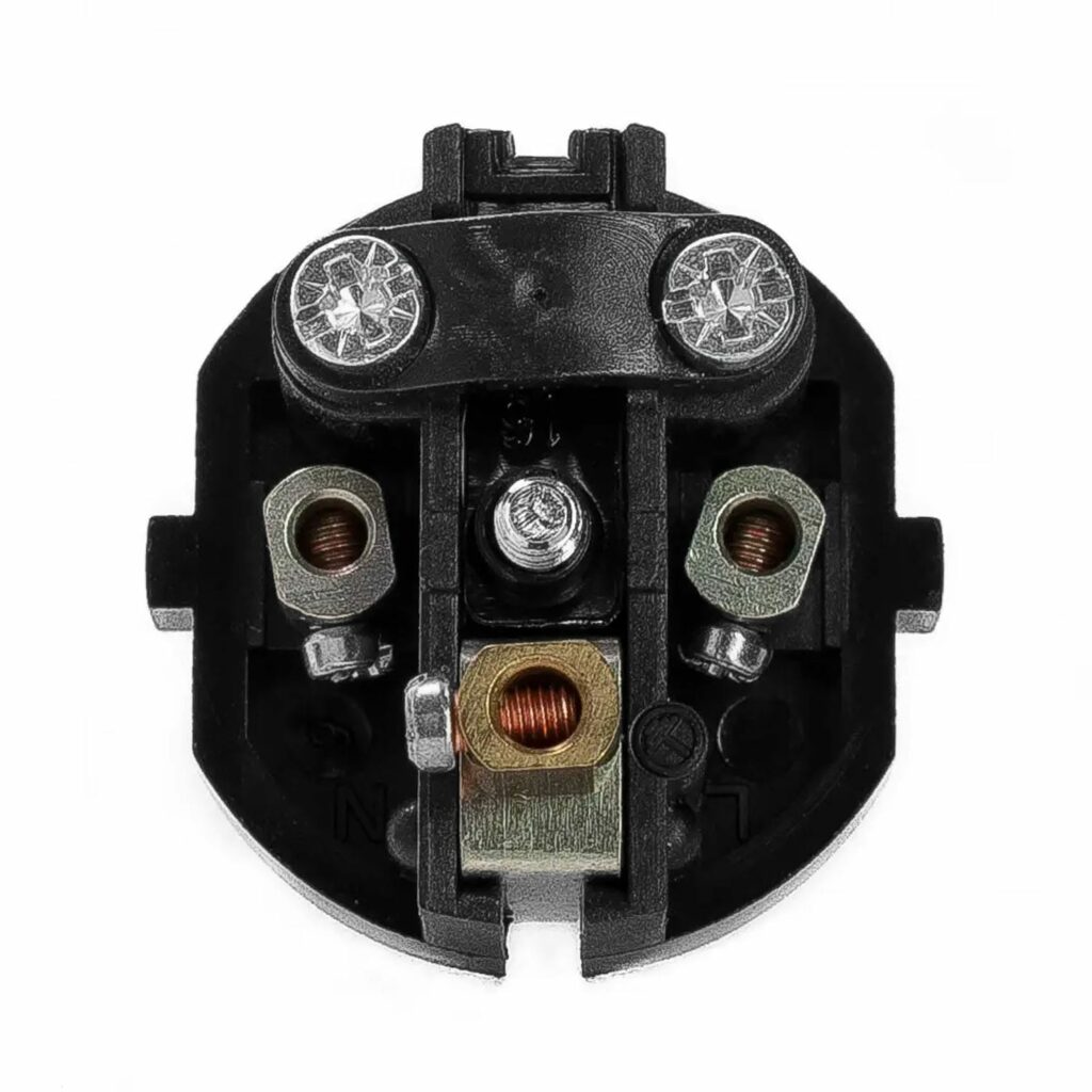 Schuko-Stecker aus Duroplast (Bakelit-Optik), VDE, Winkelstecker