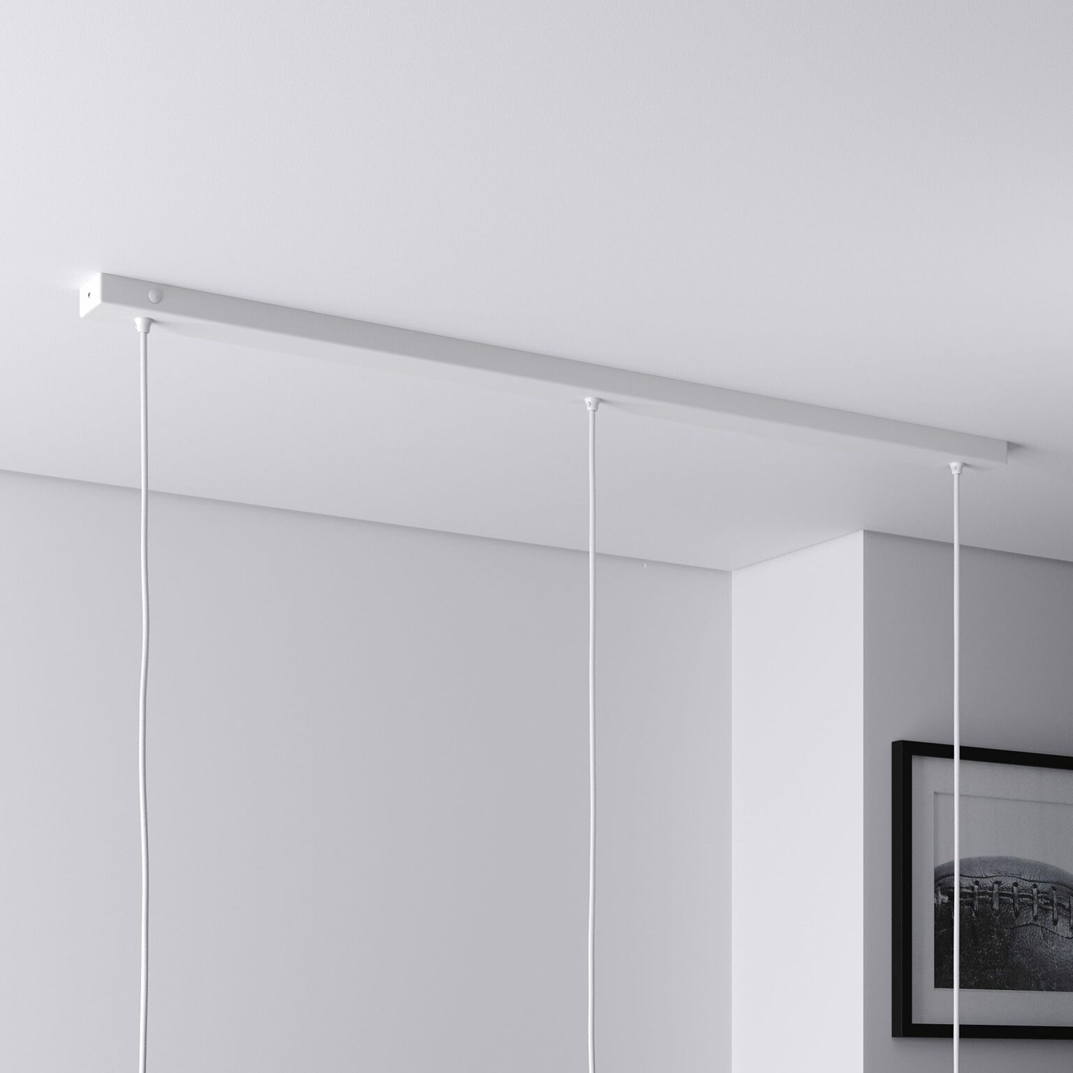 Slim Rectangle, Baldachin für Lampe Rechteckig 110cm mit 3 Kabelauslässen